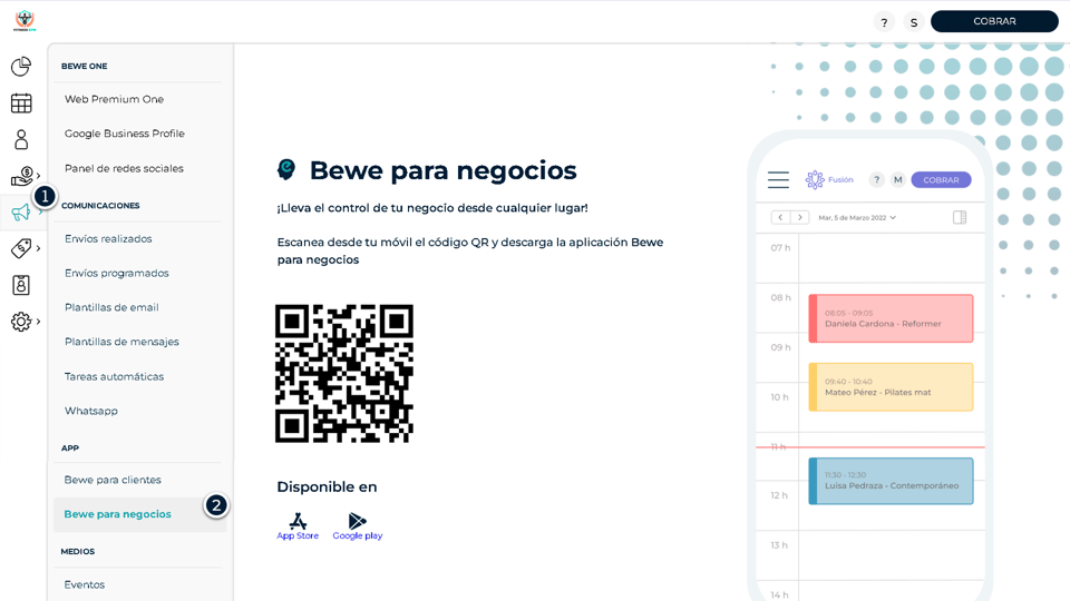 Bewe Para Negocios, ten el poder de tu centro desde tu móvil